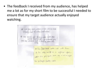 Audience feedback on first draft of short film | PPT