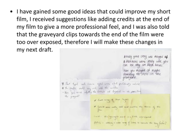 Audience feedback on first draft of short film | PPT