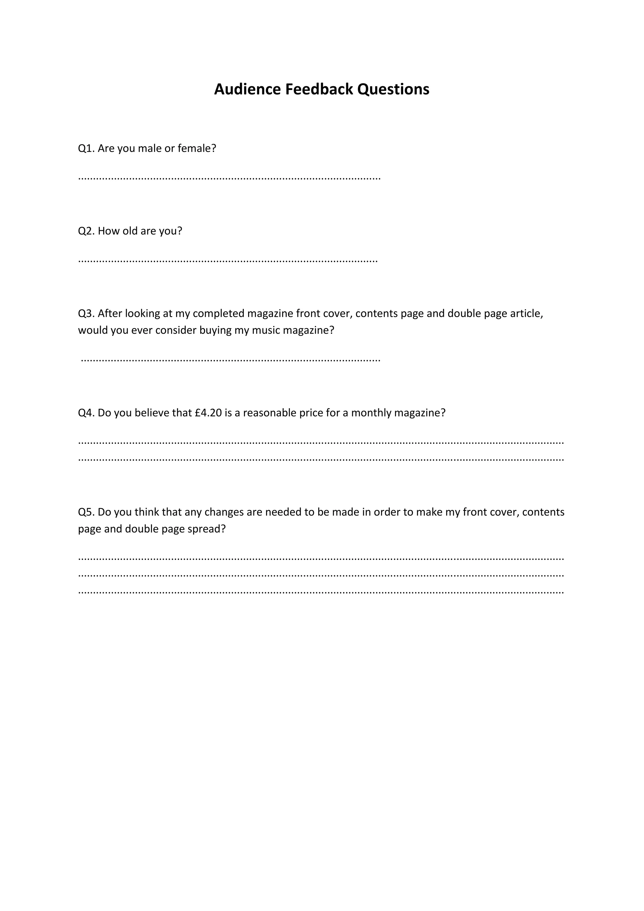 Audience feedback questionnaire | PDF