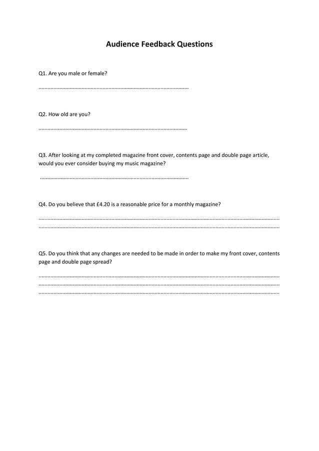 Audience feedback questionnaire | PDF
