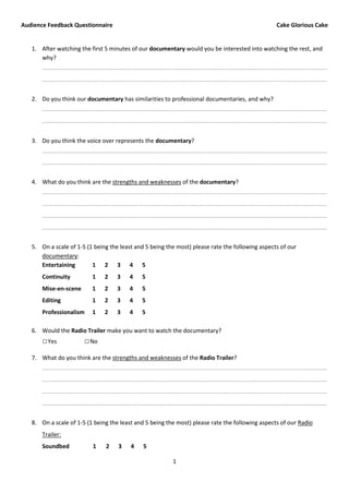 Audience feedback questionnaire | PDF