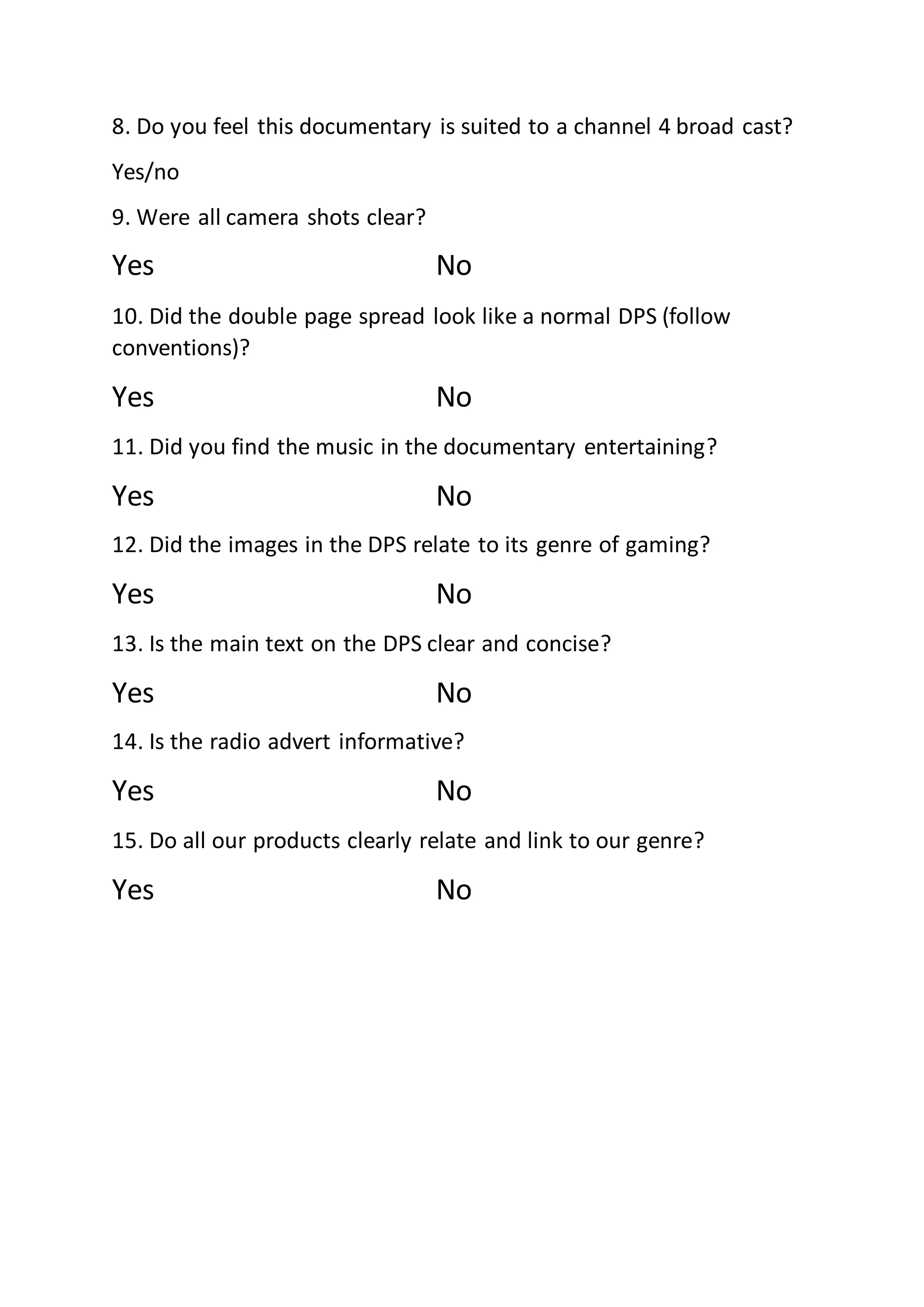 Audience feedback questionnaire | PDF