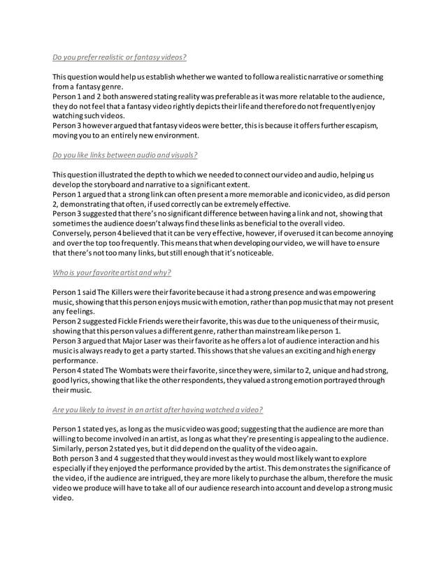 Audience interview analysis. | DOCX