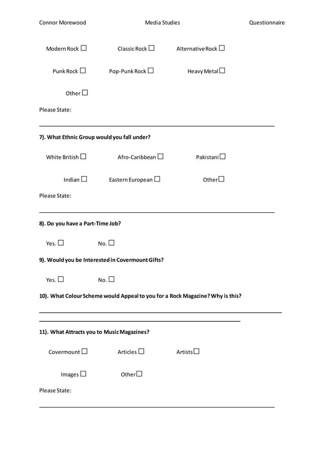 AS Media Coursework: Audience Questionnaire. | PDF