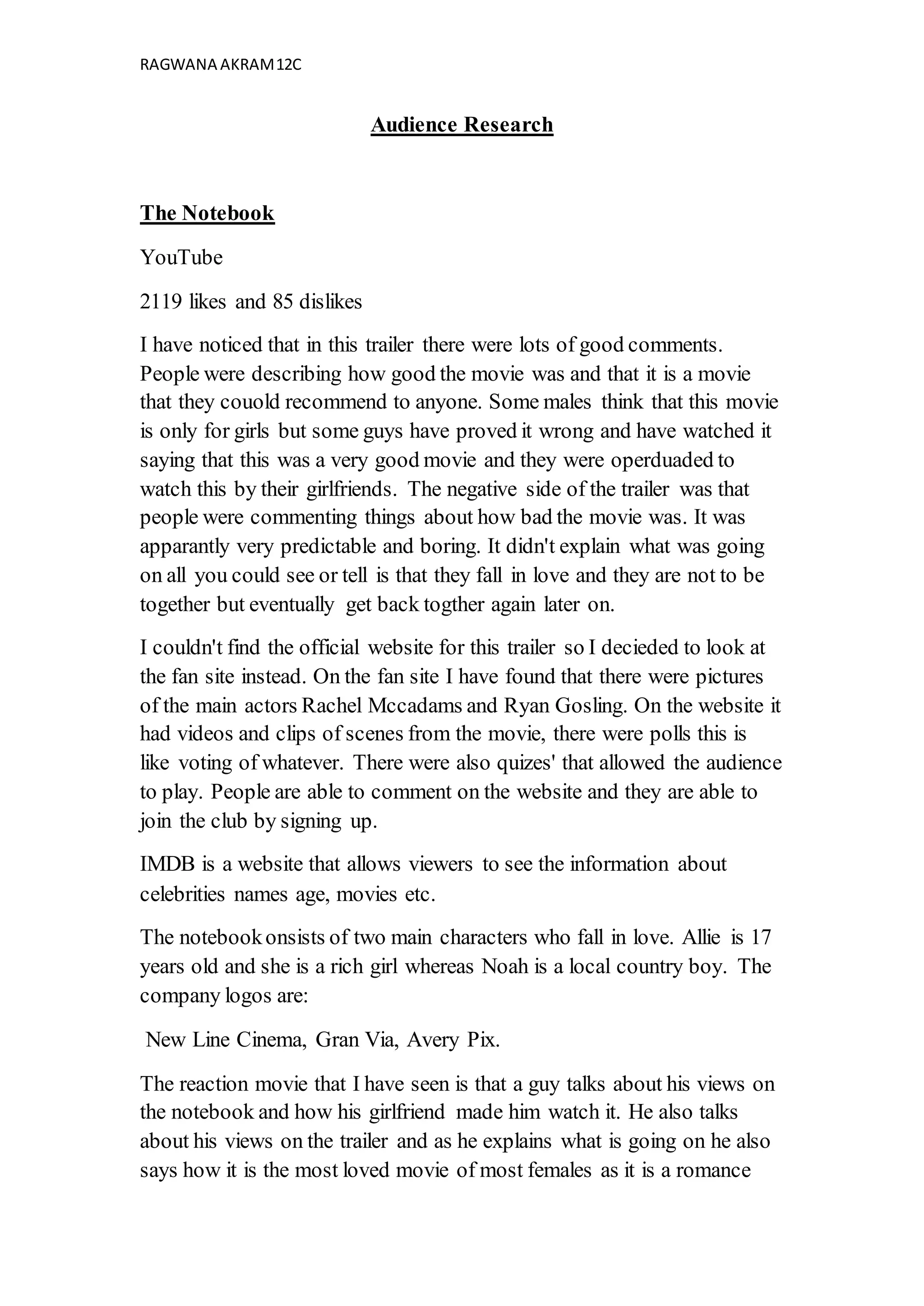 Audience Research - 4018 | DOCX