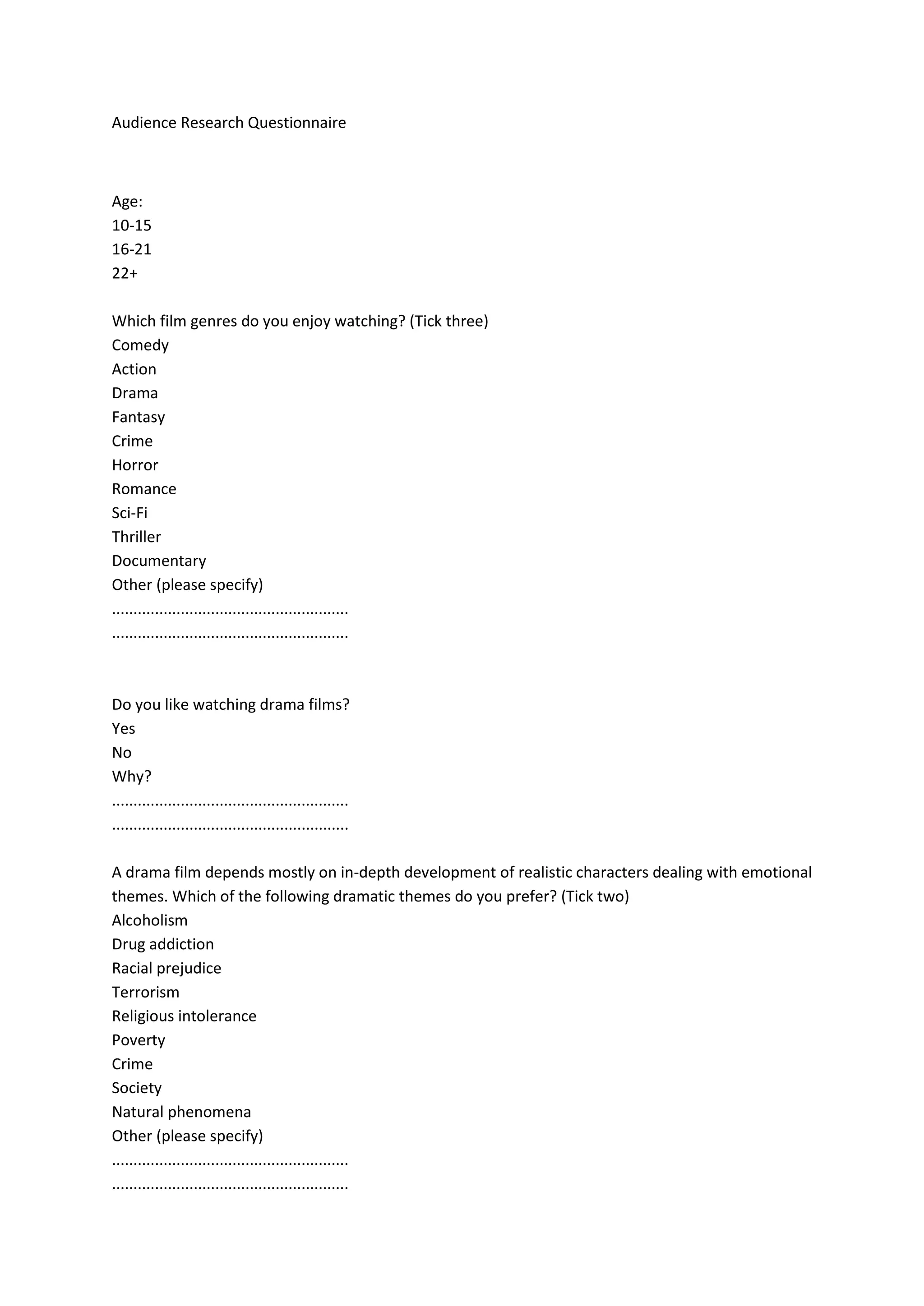 Audience research questionnaire | DOCX