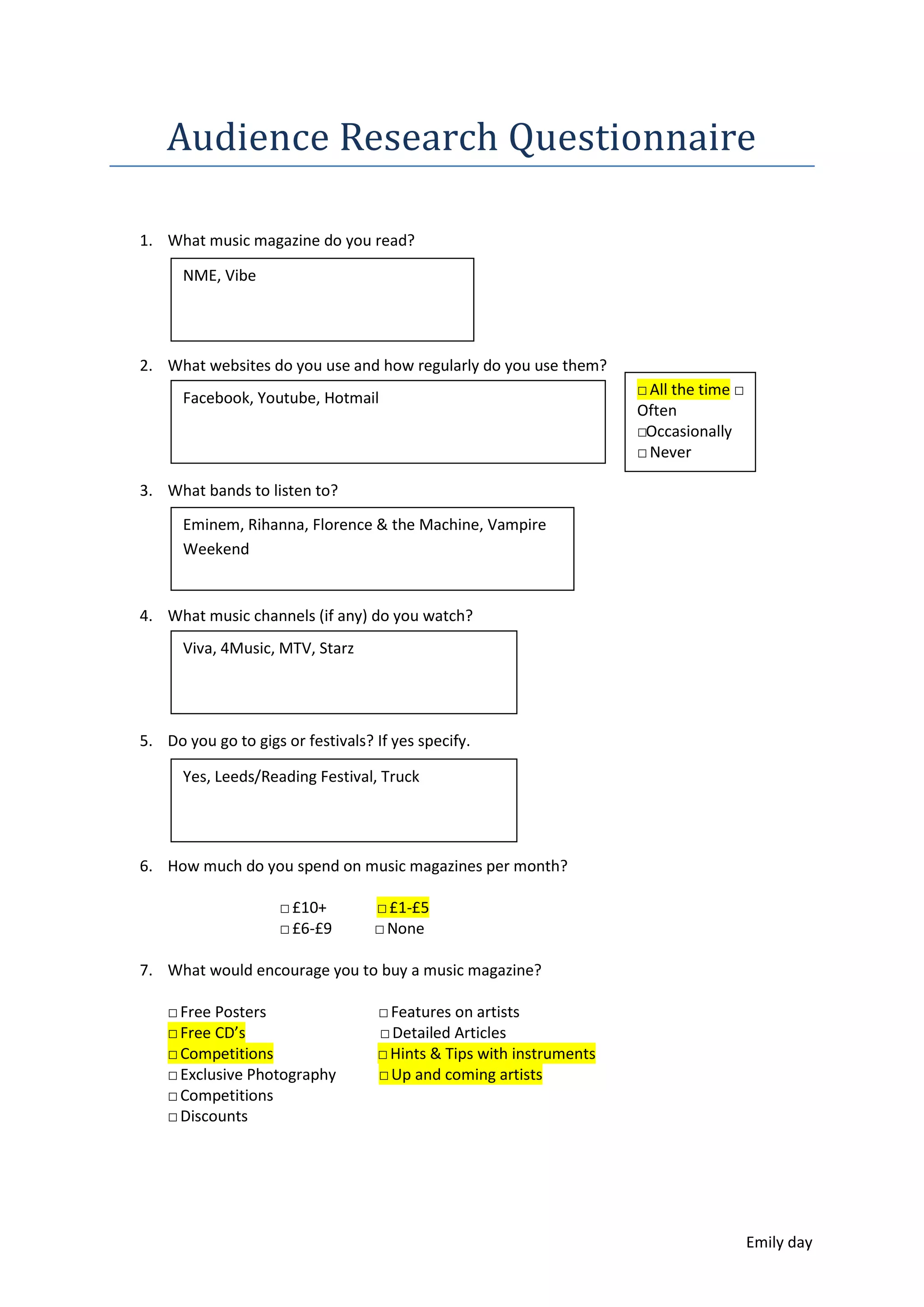 Audience research questionnaire | PDF