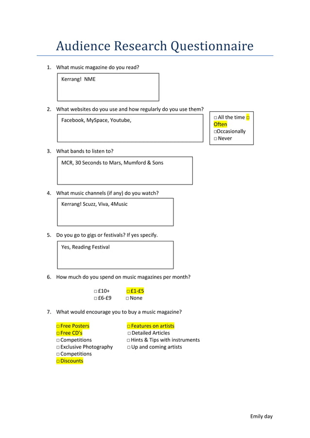Audience research questionnaire | PDF