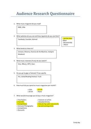 Audience research questionnaire | DOCX