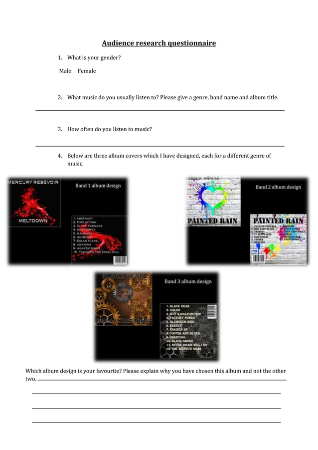 Audience research questionnaire | DOCX | Music | Entertainment