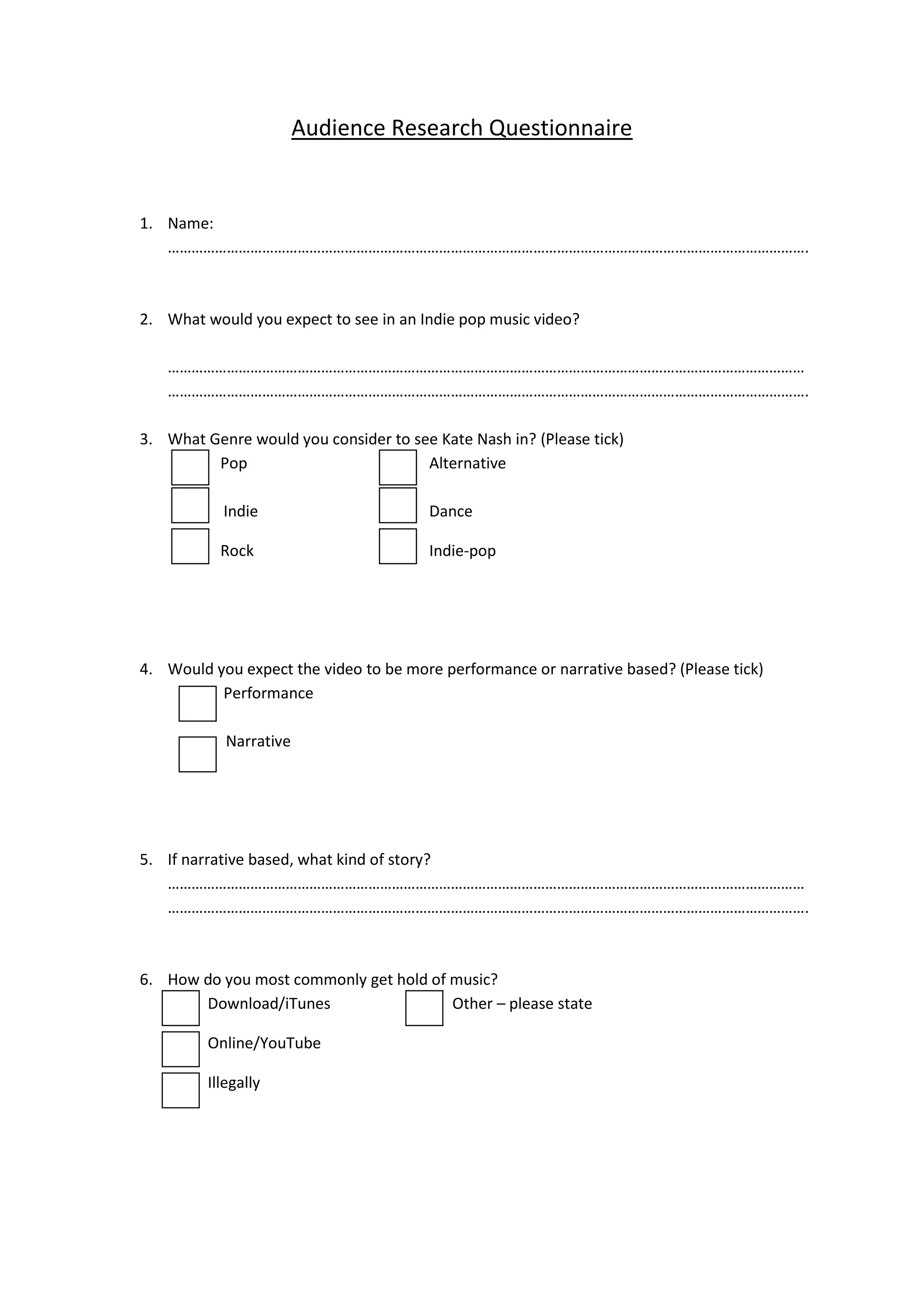 Audience research questionnaire | PDF
