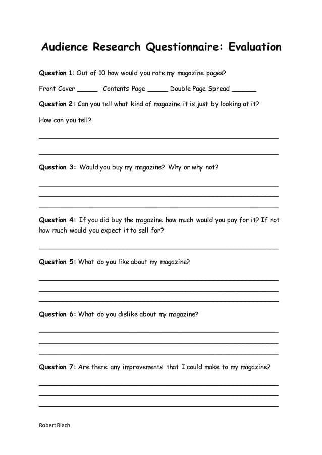 Audience research questionnaire | DOCX