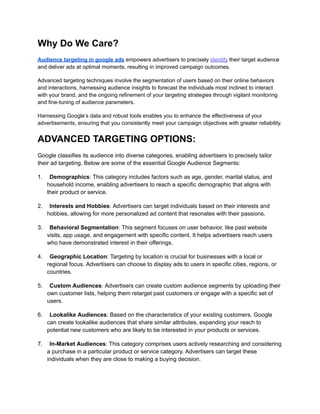 BEST WAY TO AUDIENCE TARGETING IN GOOGLE ADS | PDF