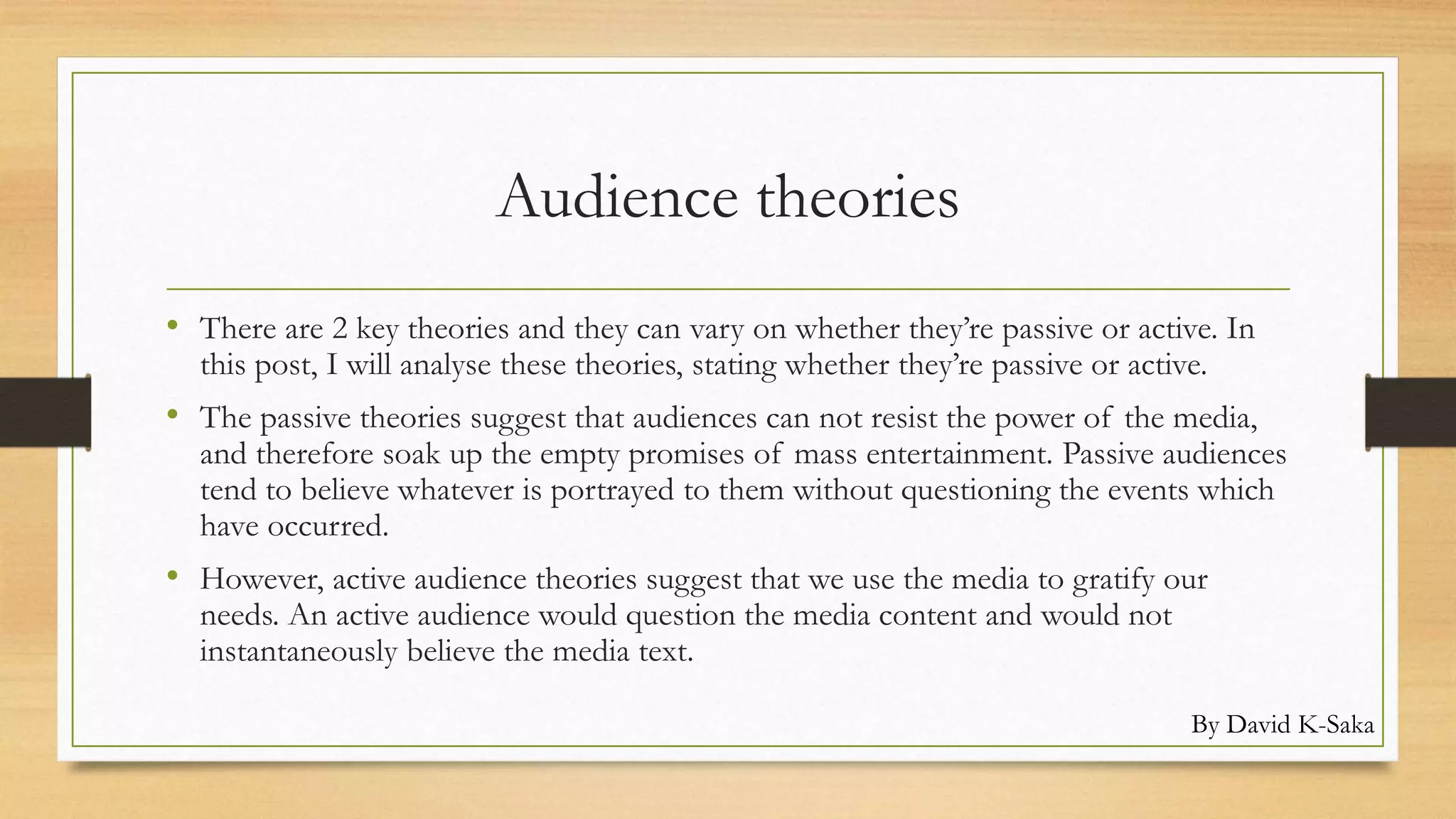 Audience theories | PPTX