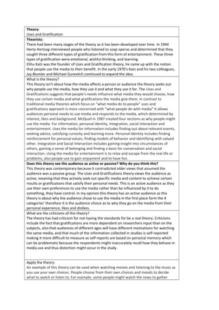 Audience theories handout blank copy 2 | DOC | Science