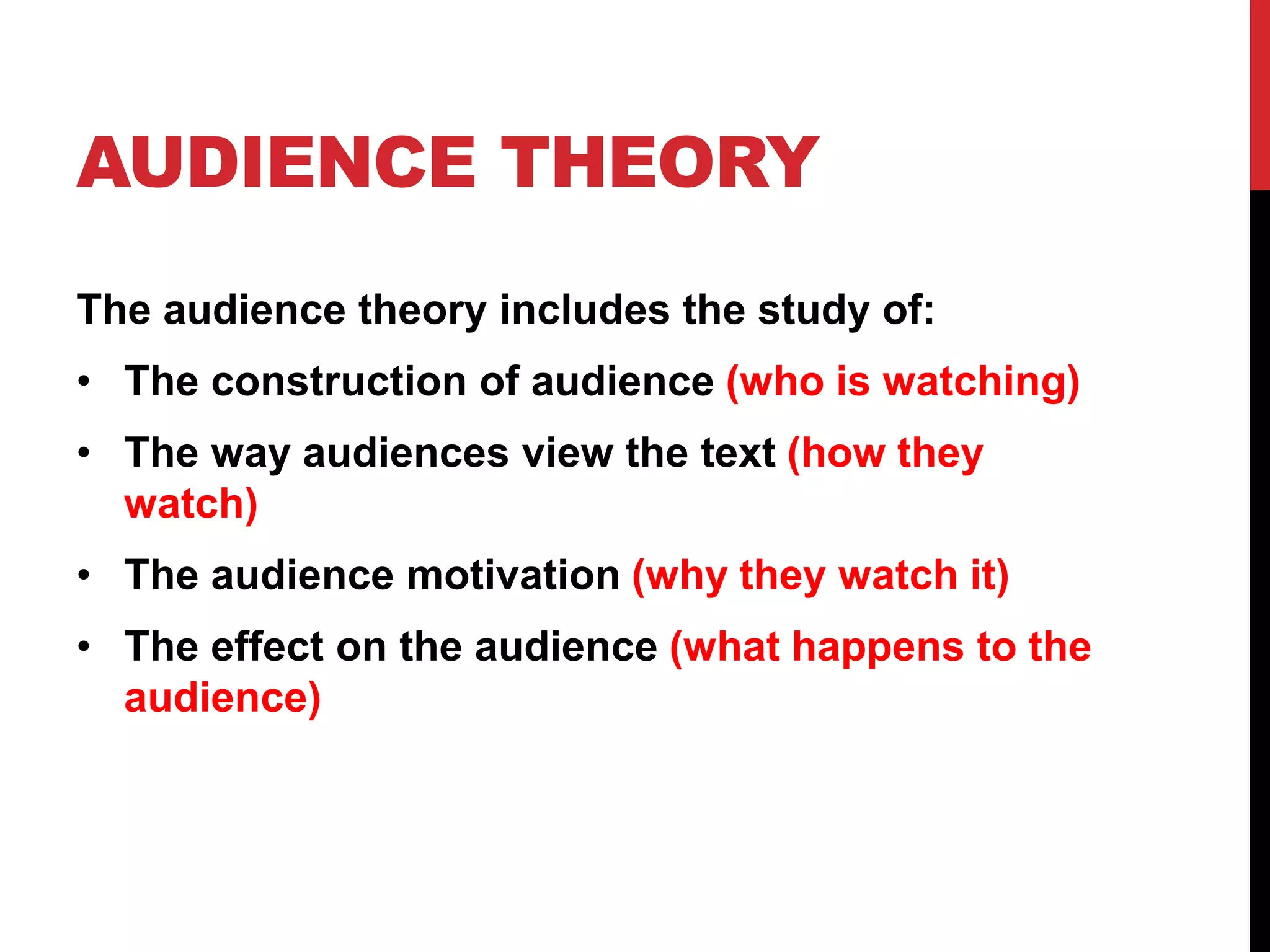 Audience theory | PPTX | Genres