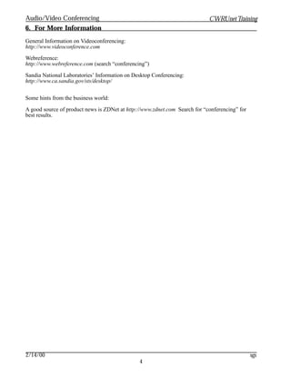 Audio and Video Conferencing | PDF