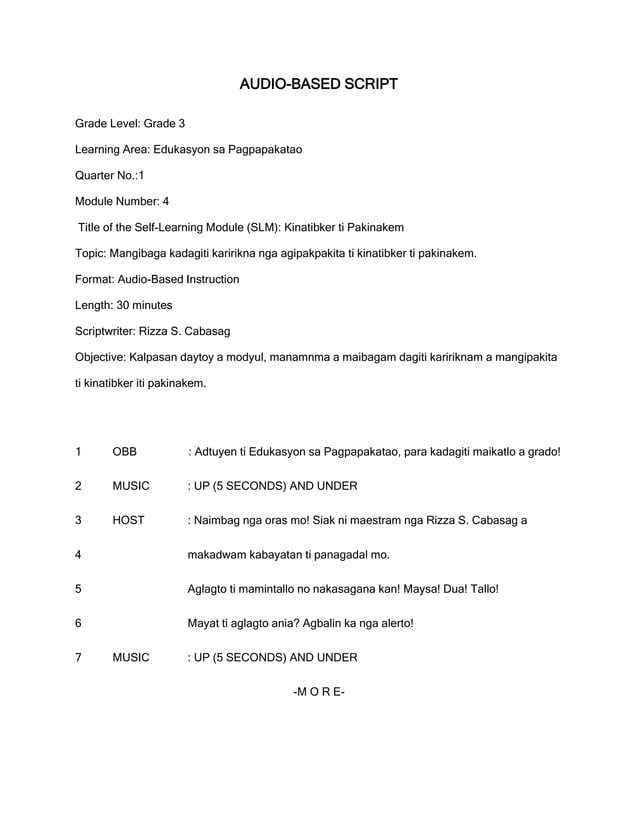 Audio based script ilokano | PDF