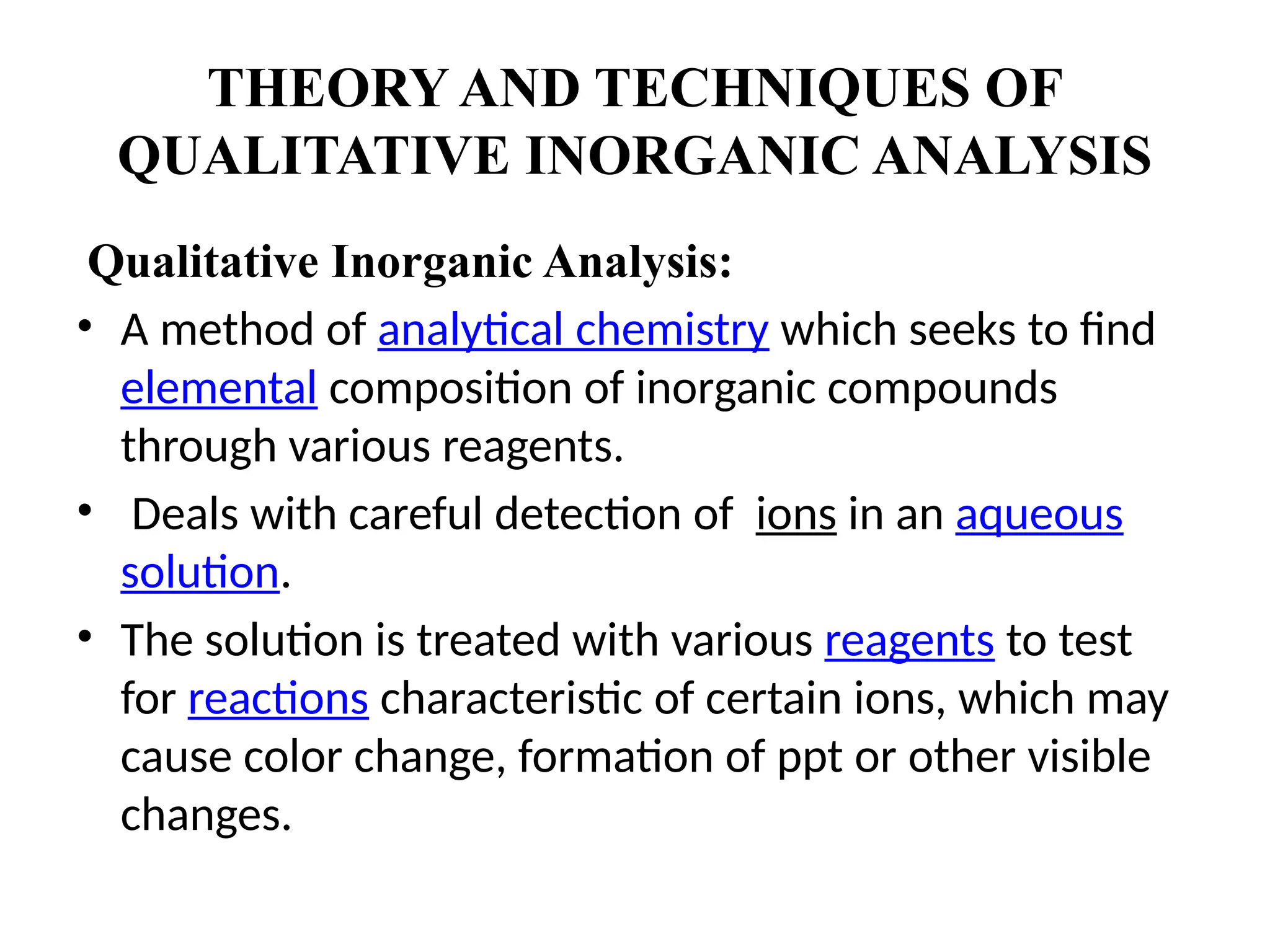 AUDIO -CHM 102--MODULE 1 --QUALITATIVE ANALYSIS.pptx | Chemistry | Science