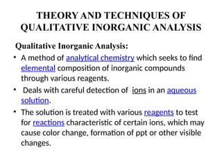 AUDIO -CHM 102--MODULE 1 --QUALITATIVE ANALYSIS.pptx | Chemistry | Science