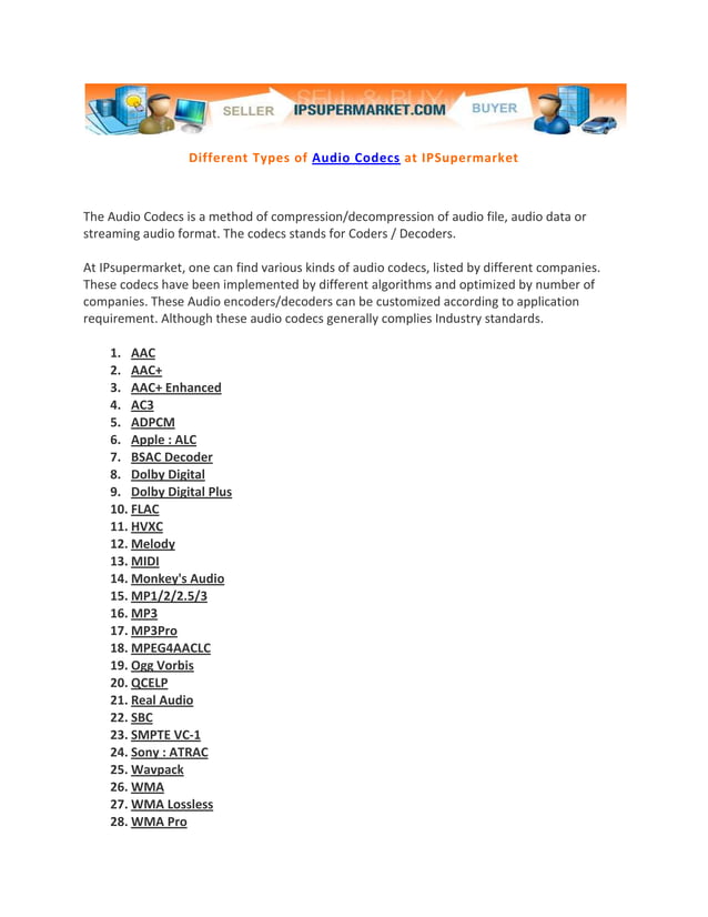 Audio Codecs | DOCX