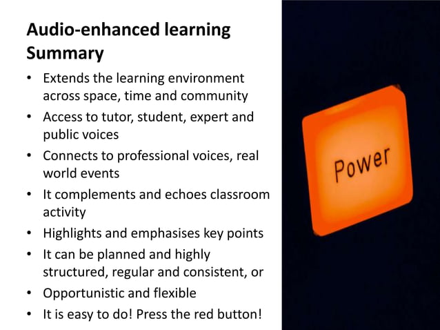 Audio enhanced learning environment | PPTX