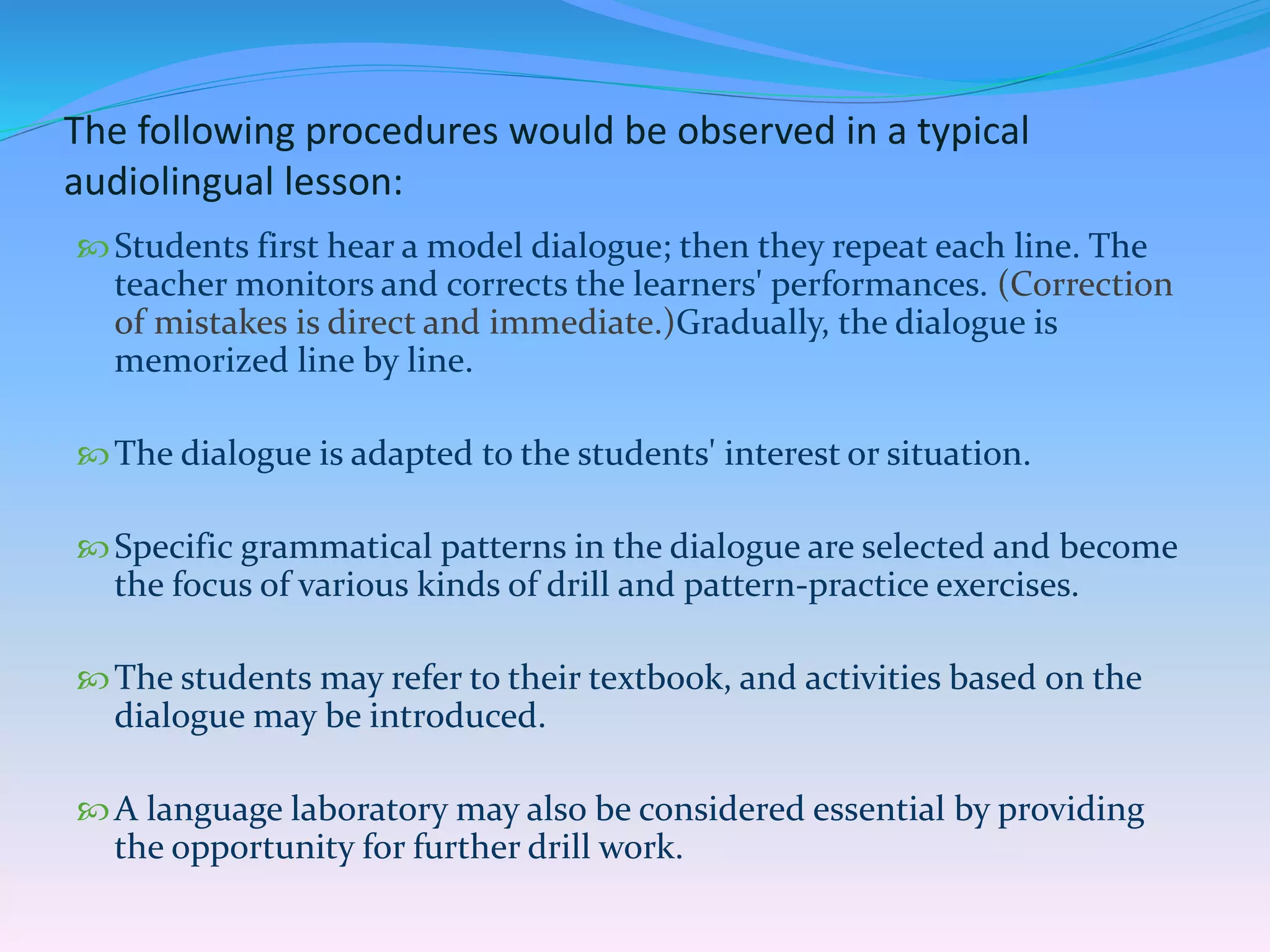 Audio Lingual Method | PDF