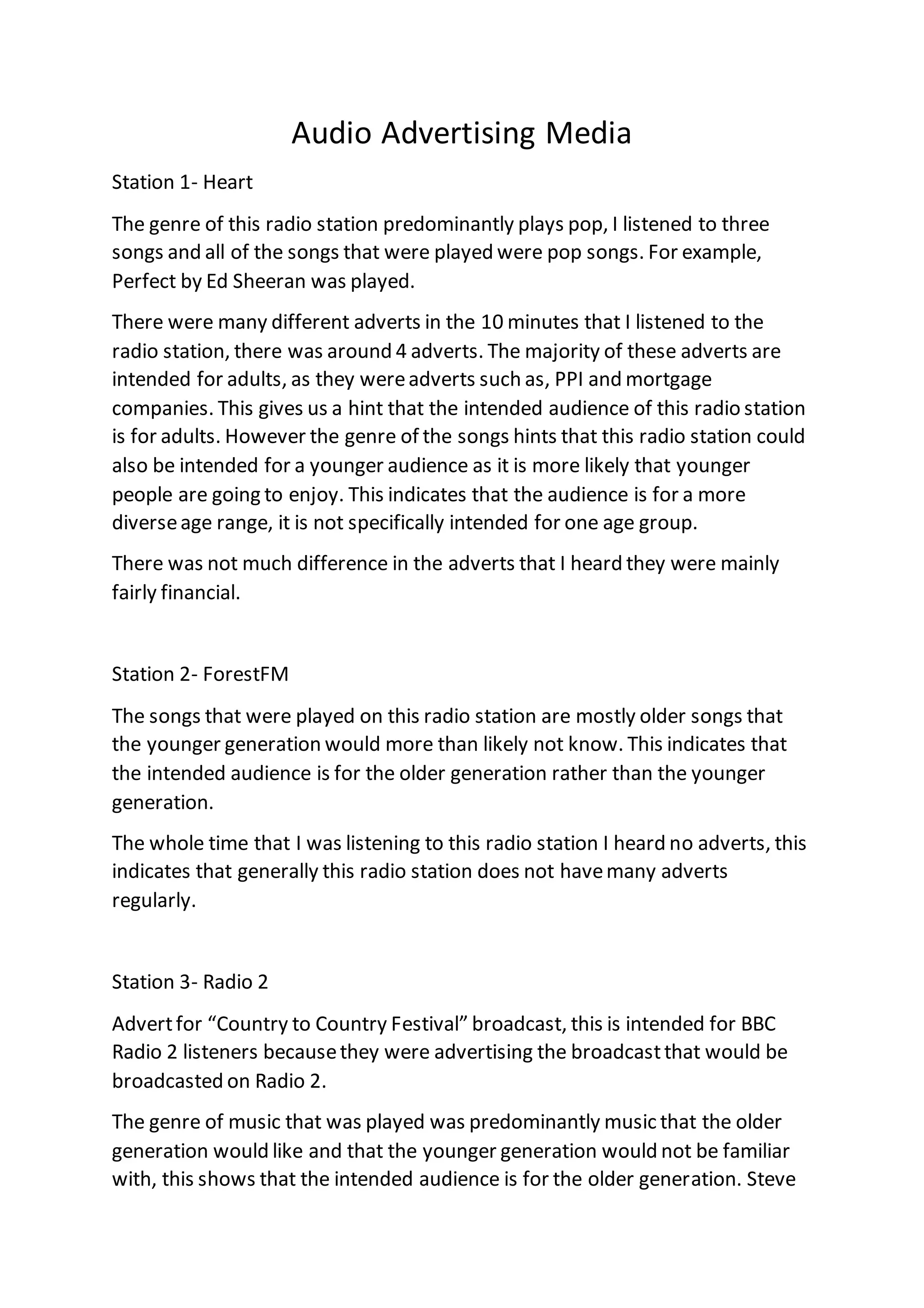 Audio advertising media | DOCX