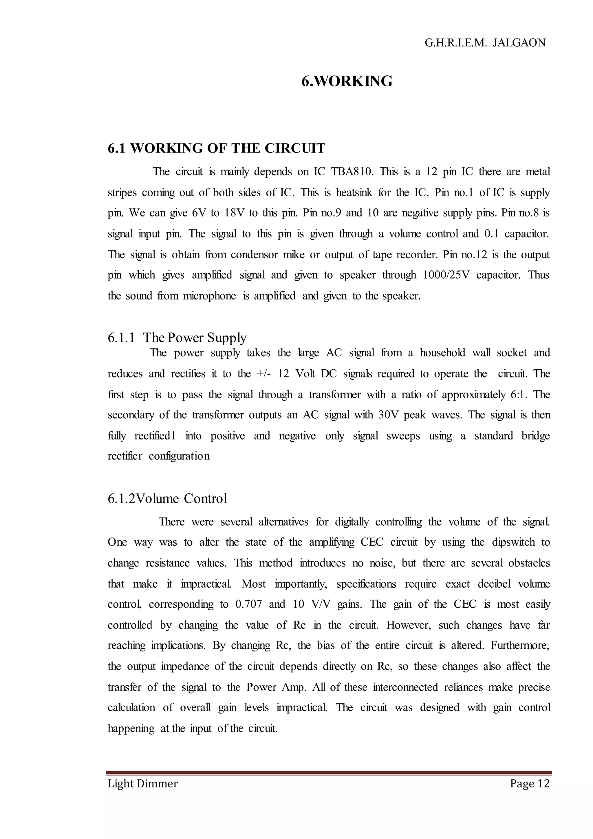 Audio Amplifier with circuit diagram | DOCX