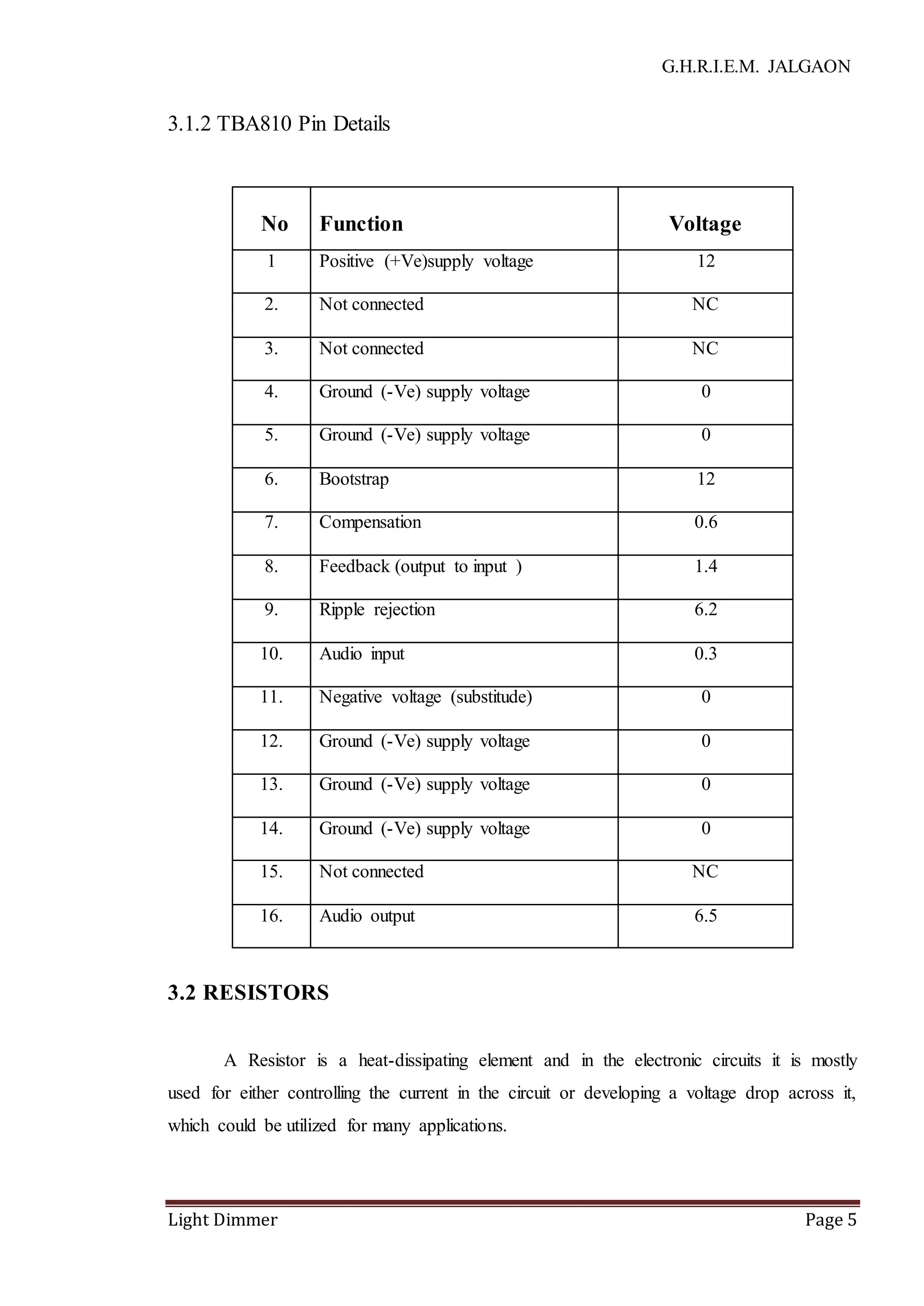 Audio Amplifier with circuit diagram | DOCX