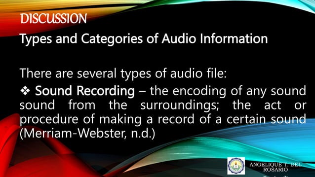 AUDIO AND MEDIA INFORMATION.pptx | Digital Audio | Computer Software and Applications