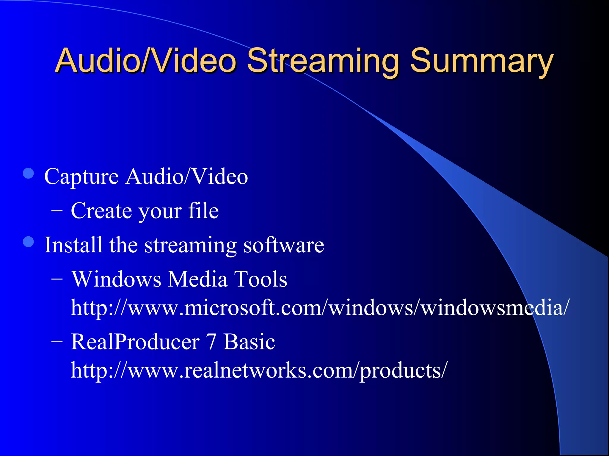 Audio and video streaming | PPT