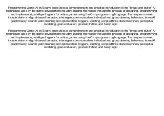 [#PDF~] Programming Game AI by Example (Wordware Game Developers Library)