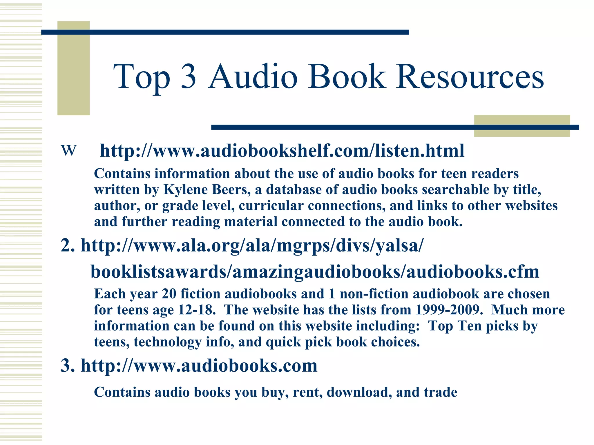 Audio Books Powerpoint Test | PPT