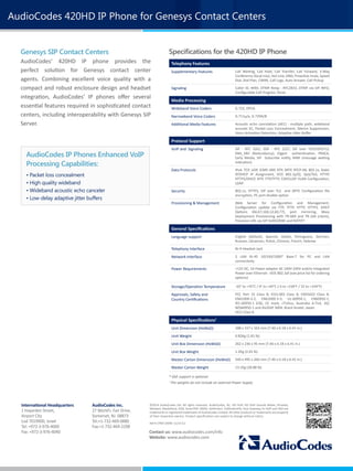 Audio codes ip phone for genesys contact center | PDF | Digital Audio ...