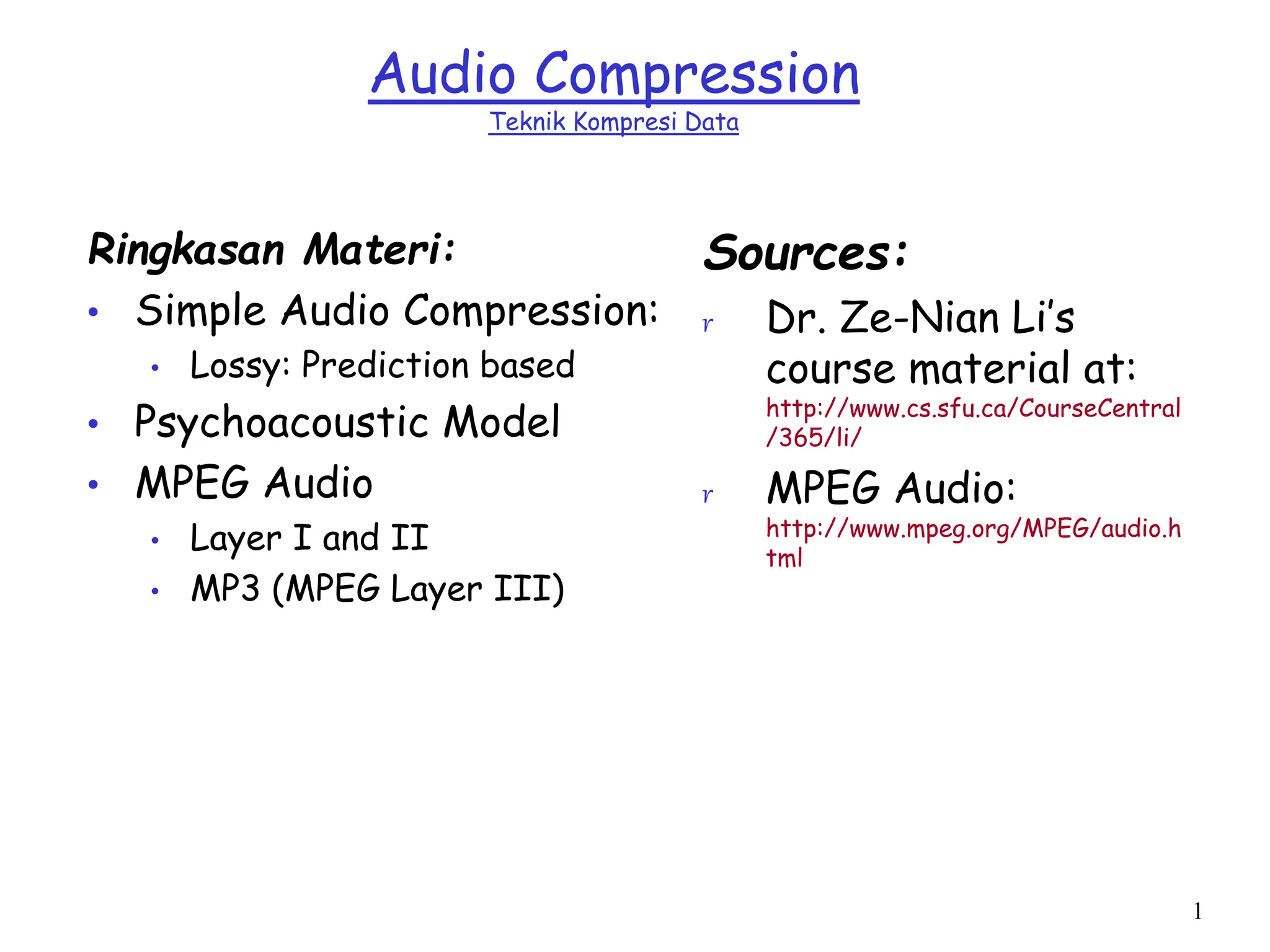 Audio Compression_2023.pptx | Digital Audio | Computer Software and Applications