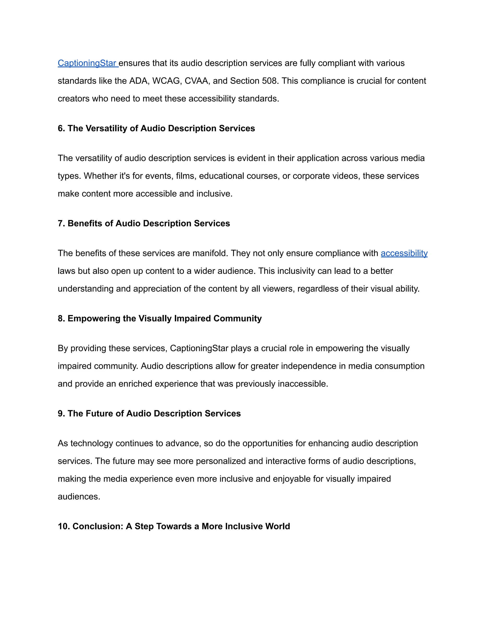 Enhancing Accessibility: The Power of Audio Description Services | PDF