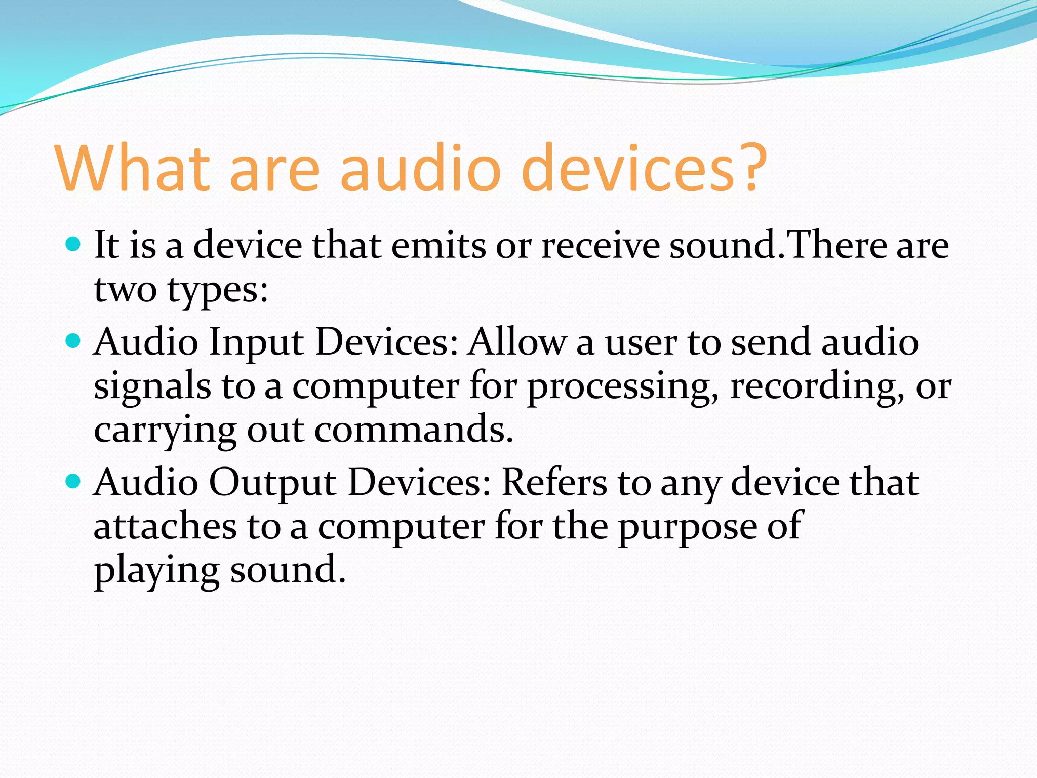 Audio devices, formats and codecs | PPT