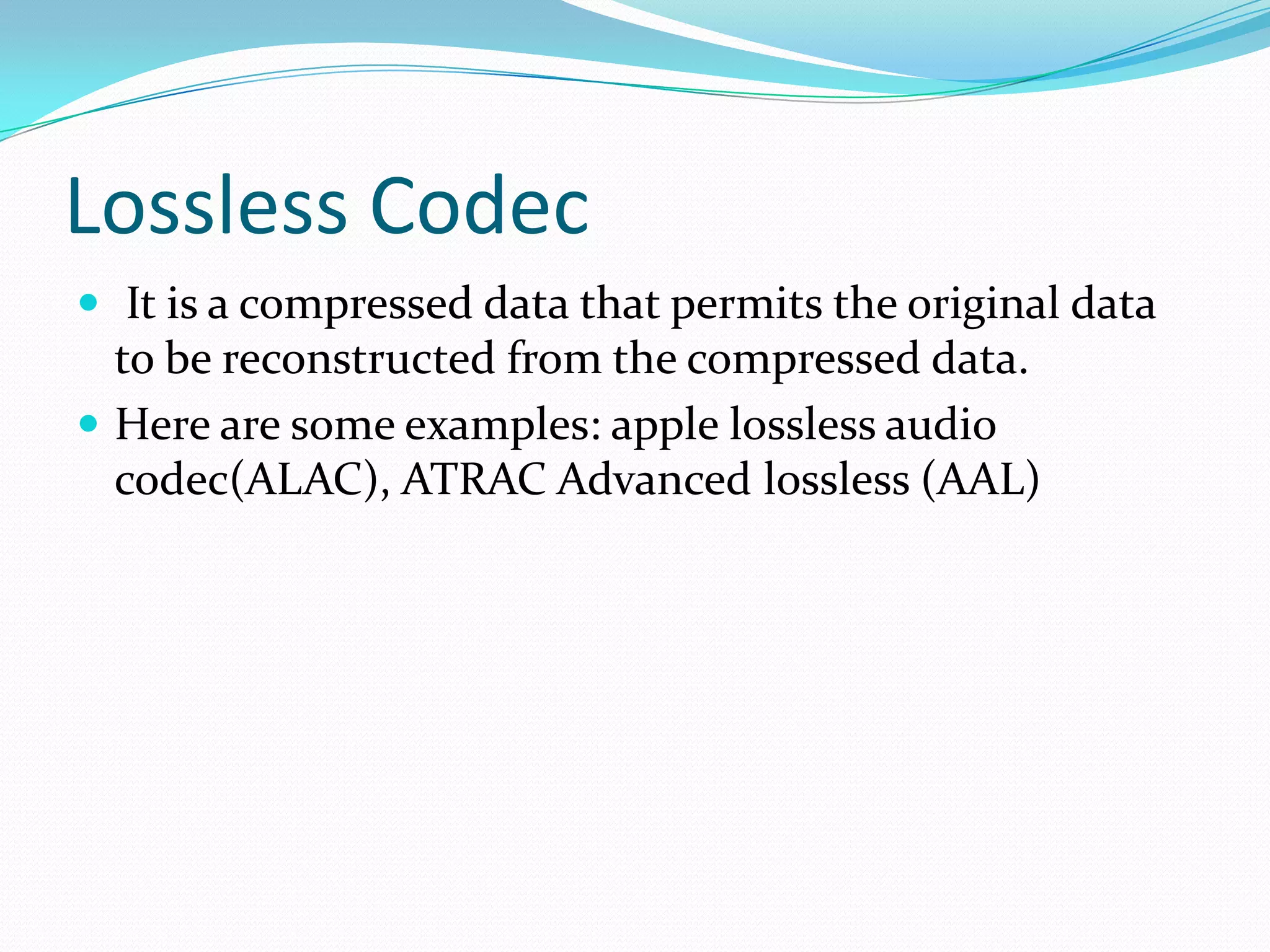 Audio devices, formats and codecs | PPT