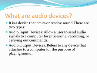 Audio devices, formats and codecs | PPT