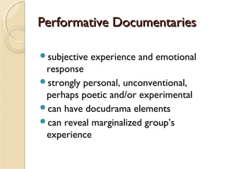 Types of Documentaries - For Audio | PPT