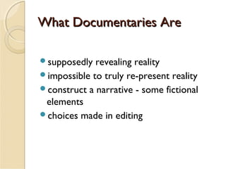 Types of Documentaries - For Audio | PPT