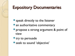 Types of Documentaries - For Audio | PPT