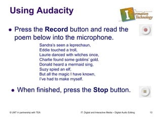 Audio editing ppt | PPTX
