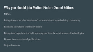 Audio Engineering Society & Motion Sound Picture Editors | PPT