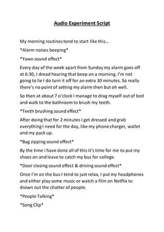 Audio experiment script | PDF