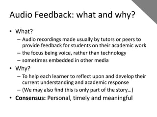 Audio Feedback Adopted And Adapted To Facilitate Formative Engagement ...