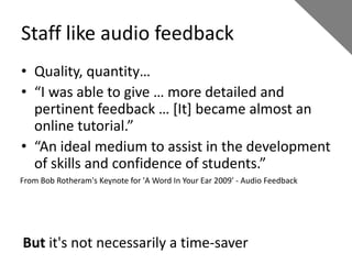 Audio Feedback Adopted And Adapted To Facilitate Formative Engagement ...
