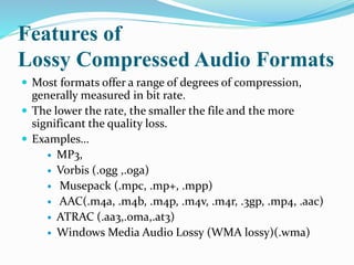 Audio format | PPTX | Digital Audio | Computer Software and Applications