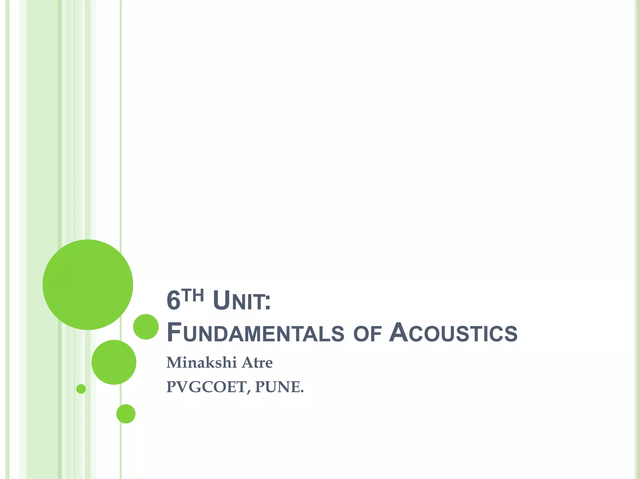 Fundamentals of acoustics | PPTX